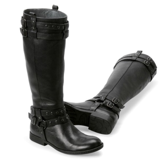 Born | Shoes | Born Black Leather Gwynne Riding Boots Moto Studded ...